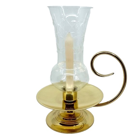 baldwin | Other | Vintage Baldwin 4 Brass Large Glass Hurricane Lamp ...